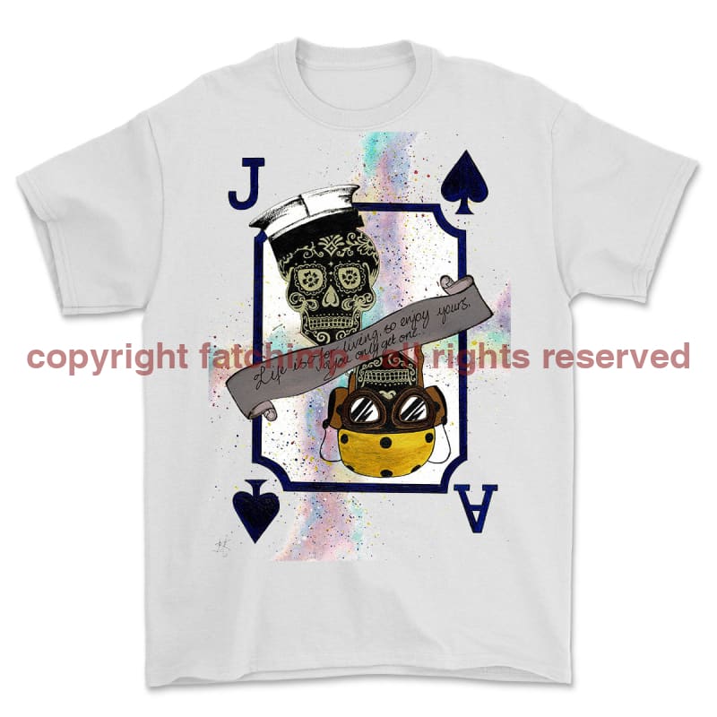 Royal Navy Aircraft Handler Playing Card Art Front Printed T-Shirt