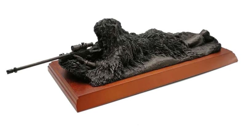 Sniper Prone in Ghillie Cold Cast Bronze Figurine
